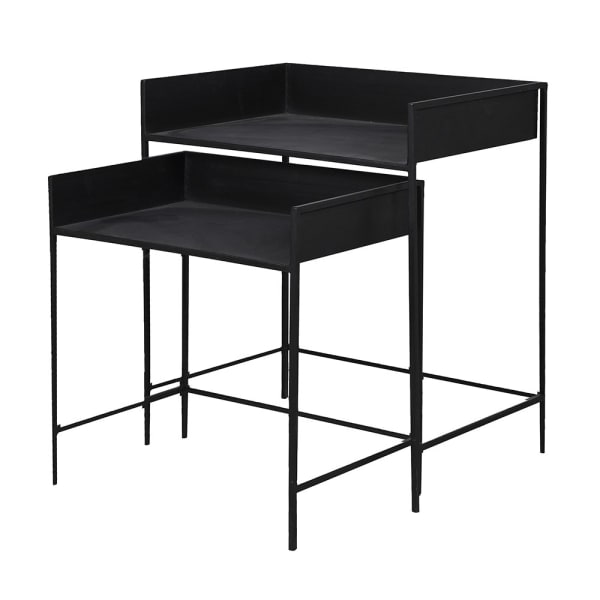 Set of 2 Black Metal Side Tables – Grey Goose Living