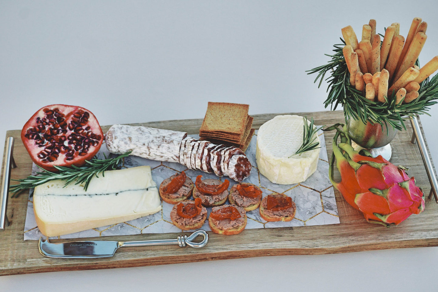 Rectangle Wood Board with Metal Handles, Large – Grey Goose Living